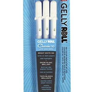 Sakura Gelly Roll Classic 10 Bold Point Pen (3 Pack), 3 Count (Pack of 1), White