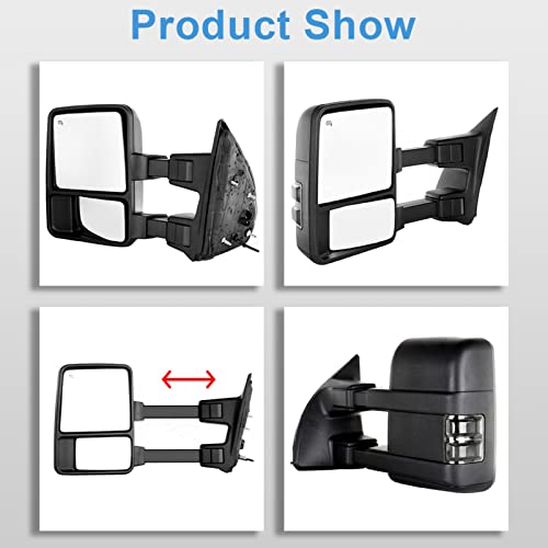 ECCPP Towing Mirrors Replacement fit for Ford for F250 for F350 for F450 for F550 Power Heated Signal Pair Mirrors 2008 2009 2010 2011 2012 2013 2014 2015 2016