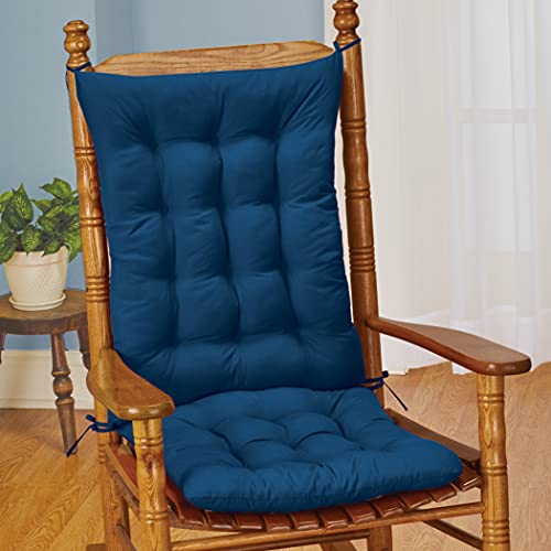 Collections Etc Quilted Chair Cushion Set - Perfect for Rocking Chairs, Dining Chairs or Armchair, Blue