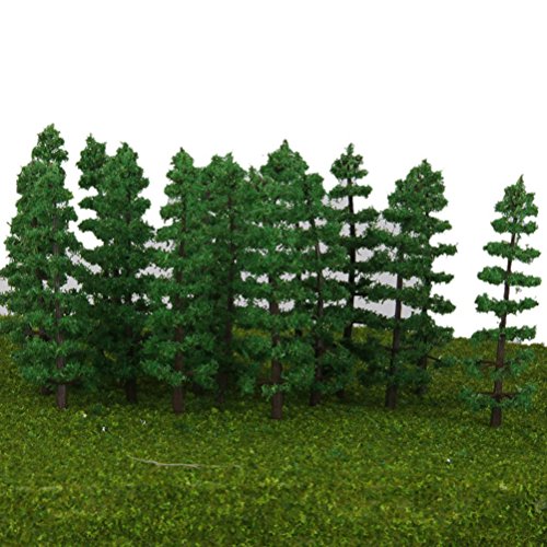 NUOLUX 20pcs Model Tree 1:100 9cm Plastic Fir Trees Model Train Scenery Landscape1