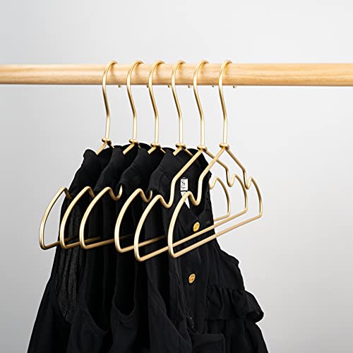 Koobay 12.5” Gold Matt Metal Coat Hanger, 30PCS, Children Standard Suit Hanger, Clothes Hangers for Closet Organization Notches Satin Matt