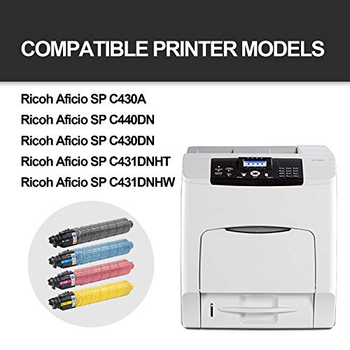 Weemay Compatible SP C430A C440DN Toner Cartridge Replacement for Ricoh 821105 821106 821107 821108 for Ricoh Aficio SP C430A C440DN C430DN C431DNHT C431DNHW (Black, Cyan, Magenta, Yellow, 4 Pack)