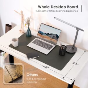 Sunon Home Office 47" Computer Desk Wood Writing Table with Cable Managemant, Black Metal Frame, White