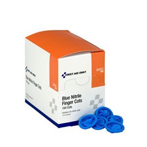 First Aid Only 90922 Blue Nitrile Finger Cots, Disposable Rubber Finger Protectors, 144 Pack