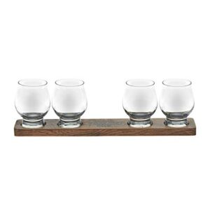 Libbey Signature Kentucky Bourbon Trail Whiskey Tasting Set, 4 Whiskey Glasses with Wood Paddle