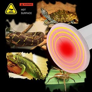 OMAYKEY 2 Pack 75W Ceramic Heat Emitter, Reptile Heat Lamp Bulb, Infrared Ceramic Heat Lamp for Reptiles, Amphibians, Chicken Brooder Coop Lizard Turtle Snake Aquarium, No Light No Harm, ETL Listed