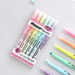 JAVAPEN rainbow pastel Highlighter brush Chisel Tip Pens (Baby colors 6 pens set)