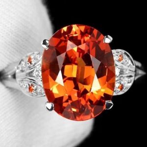 suchadaluckyshop siamsmilethailandshop attractive 925 silver 2.36 ct natural orange sapphire rings chic jewelry sz 6-10 (8)