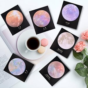 GTHER Planet Sticky Note, Moon Earth Sticky Notes Cute Fun Cool Circle Self-Adhesive Note Self-Stick Memo Pad Notes for College Classroom Office Notebook(6 Pads, Planet)