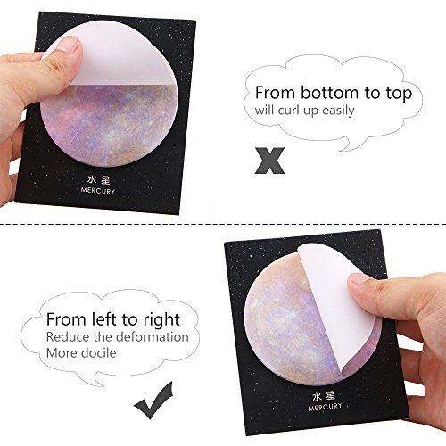 GTHER Planet Sticky Note, Moon Earth Sticky Notes Cute Fun Cool Circle Self-Adhesive Note Self-Stick Memo Pad Notes for College Classroom Office Notebook(6 Pads, Planet)