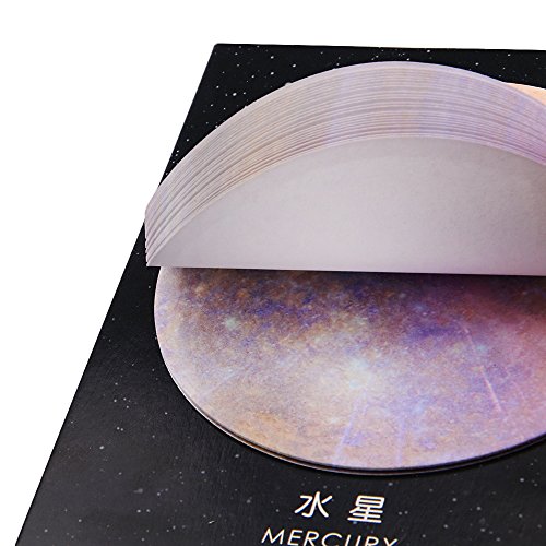 GTHER Planet Sticky Note, Moon Earth Sticky Notes Cute Fun Cool Circle Self-Adhesive Note Self-Stick Memo Pad Notes for College Classroom Office Notebook(6 Pads, Planet)