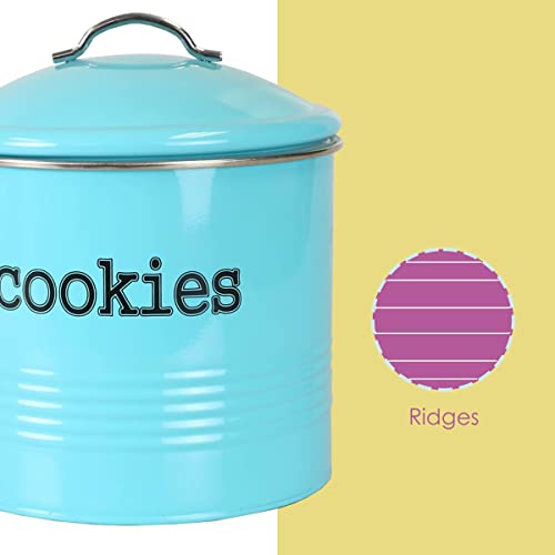 Home Basics 4.2 Liter Large Cookie Jar (Turquoise) Cookie Jars For Kitchen Counter | Cute Cookie Jar With Lid