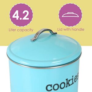 Home Basics 4.2 Liter Large Cookie Jar (Turquoise) Cookie Jars For Kitchen Counter | Cute Cookie Jar With Lid