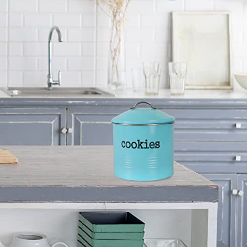 Home Basics 4.2 Liter Large Cookie Jar (Turquoise) Cookie Jars For Kitchen Counter | Cute Cookie Jar With Lid