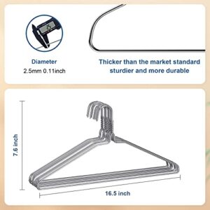 SPECILITE Wire Hangers 100 Pack, Metal Wire Clothes Hanger Bulk for Coats, Space Saving Metal Hangers Non Slip 16 Inch 12 Gauge Ultra Thin for Standard Size Suits, Shirts, Pants, Skirts-Silver