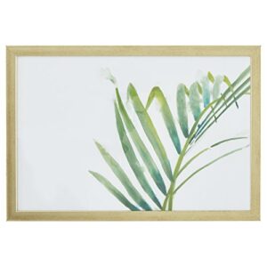 amazon brand – rivet modern right facing palm frond leaf print framed wall art decor - 15 x 21 inch frame, wood-tone