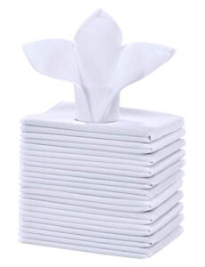 cieltown polyester cloth napkins 1-dozen, solid washable fabric napkins set of 12, perfect for weddings, parties, holiday dinner (17 x 17-inch, white)