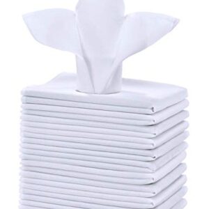 Cieltown Polyester Cloth Napkins 1-Dozen, Solid Washable Fabric Napkins Set of 12, Perfect for Weddings, Parties, Holiday Dinner (17 x 17-Inch, White)