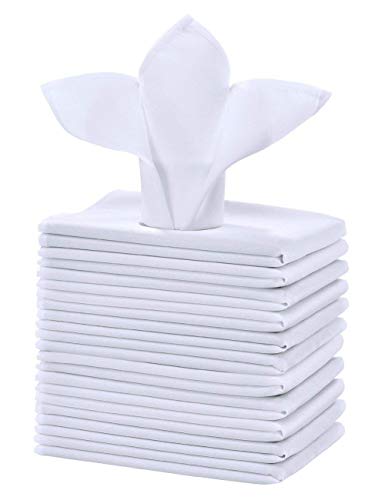 Cieltown Polyester Cloth Napkins 1-Dozen, Solid Washable Fabric Napkins Set of 12, Perfect for Weddings, Parties, Holiday Dinner (17 x 17-Inch, White)