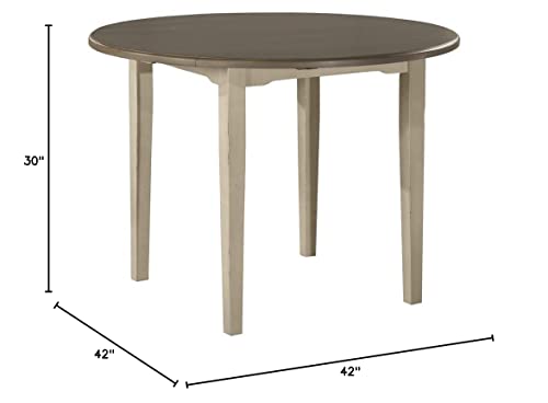 Hillsdale Clarion Wood Round Drop Leaf Dining Table, Sea White