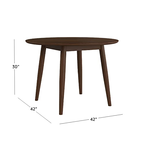 Amazon Brand – Rivet Mid-Century Round Wood Dining Table, 42"W, Chestnut