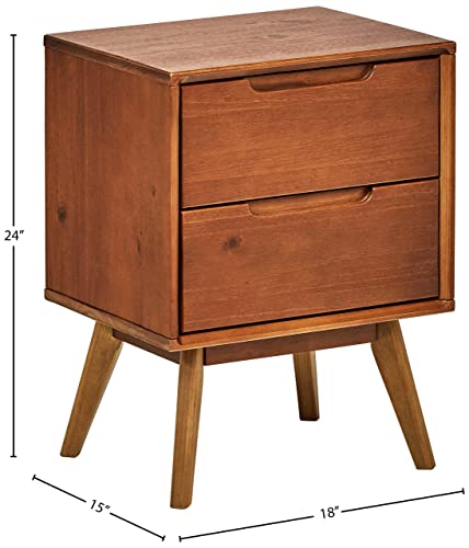 Amazon Brand - Rivet Mid-Century Stark 2-Drawer Nightstand, Square, Brown,18 in x 15 in x 24 in (D x W x H)