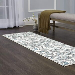 home dynamix boho odesa runner area rug 1'6"x7'2", ikat ivory/blue