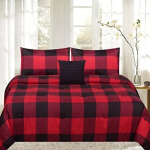 sweet home collection 4pc-cmf-bffalo-k 4piece print reversible comforter set, buffalo, king