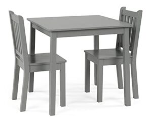 humble crew, grey kids wood table and 2 chairs set, square