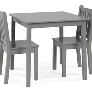 Humble Crew, Grey Kids Wood Table and 2 Chairs Set, Square