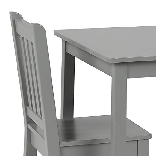 Humble Crew, Grey Kids Wood Table and 2 Chairs Set, Square