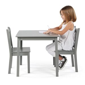 Humble Crew, Grey Kids Wood Table and 2 Chairs Set, Square