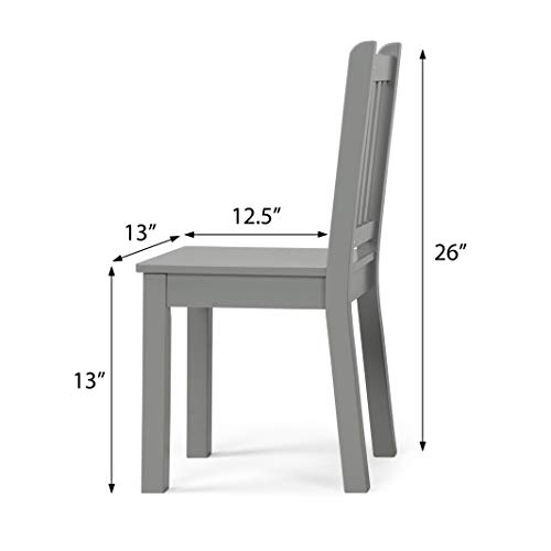 Humble Crew, Grey Kids Wood Table and 2 Chairs Set, Square