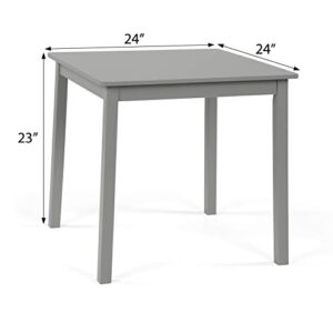 Humble Crew, Grey Kids Wood Table and 2 Chairs Set, Square