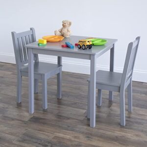 Humble Crew, Grey Kids Wood Table and 2 Chairs Set, Square