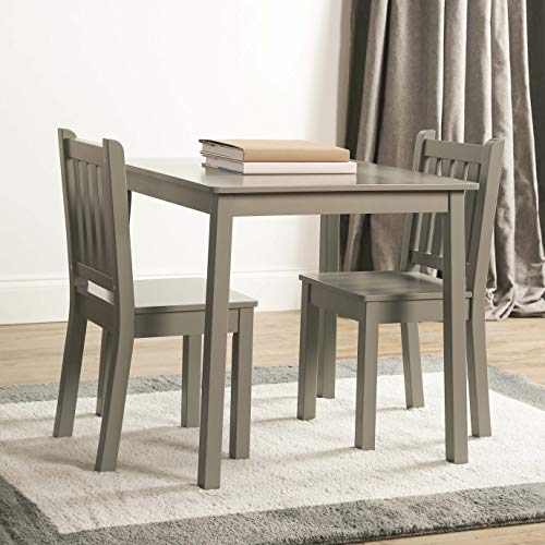 Humble Crew, Grey Kids Wood Table and 2 Chairs Set, Square