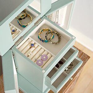 Hives & Honey Layla Blue Jewelry Box, Jewelry Organizer, Mirror Jewelry Chest