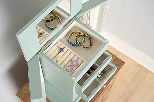 Hives & Honey Layla Blue Jewelry Box, Jewelry Organizer, Mirror Jewelry Chest