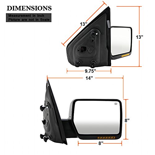 AKKON - For 2004 2005 2006 Ford F150 Pickup Extending Tow Power Heated w/Amber LED Signal Mirrors Pair Left + Right Replacement