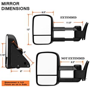 AKKON - For 1988-2000 Chevy CK Series Pickup Truck Extendable Towing Manual Mirrors Both Side Replacement