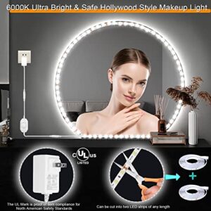 LED Vanity Mirror Lights for Makeup Dressing Table Vanity Set 13ft Flexible LED Light Strip Kit 6000K Daylight White with Dimmer and Power Supply, DIY Mirror, Mirror not Included