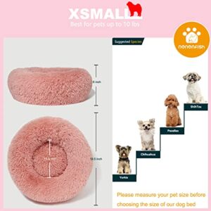 Pink Dog Beds for Small Dogs Attached,Small Pet Bed Washable Calming Faux Fur Burrow Doggie Beds for Chihuahua Cat Kitten