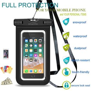 smartlle Waterproof Phone Pouch Holder, 2 Pack IPX8 Waterproof Phone Case Underwater Dry Bag for iPhone 13 12 11 Pro Max XR,XS,X,8,7,6 Plus, SE, Galaxy S22 21/Note, LG,7”, Beach Pool Water Activities