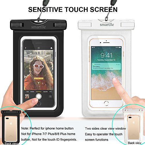 smartlle Waterproof Phone Pouch Holder, 2 Pack IPX8 Waterproof Phone Case Underwater Dry Bag for iPhone 13 12 11 Pro Max XR,XS,X,8,7,6 Plus, SE, Galaxy S22 21/Note, LG,7”, Beach Pool Water Activities