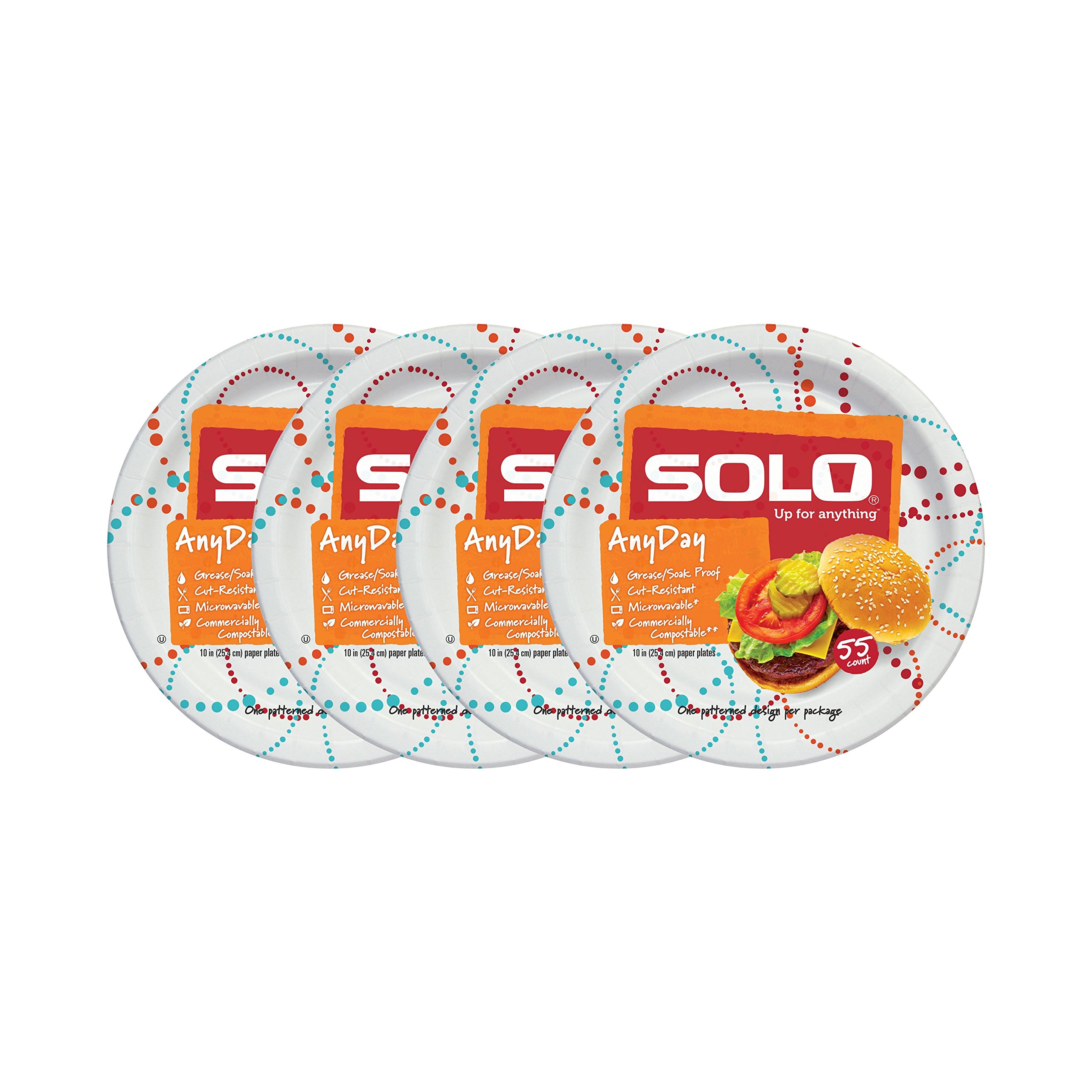 SOLO Cup Company Cup Any Day Paper Plates, 10 Inch, 220 Count