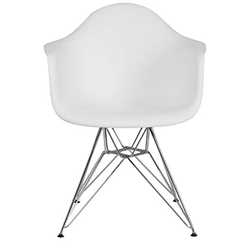 Flash Furniture Alonza Series White Plastic Chair with Chrome Base