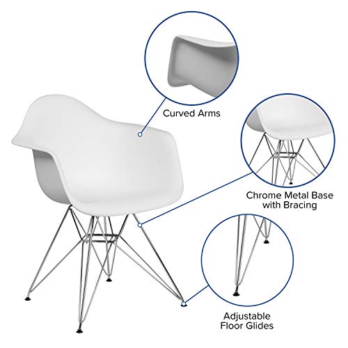 Flash Furniture Alonza Series White Plastic Chair with Chrome Base