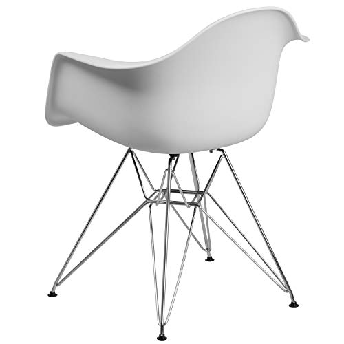 Flash Furniture Alonza Series White Plastic Chair with Chrome Base