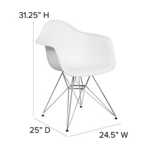 Flash Furniture Alonza Series White Plastic Chair with Chrome Base