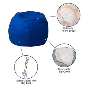 Flash Furniture Dillon Small Solid Royal Blue Bean Bag Chair for Kids and Teens